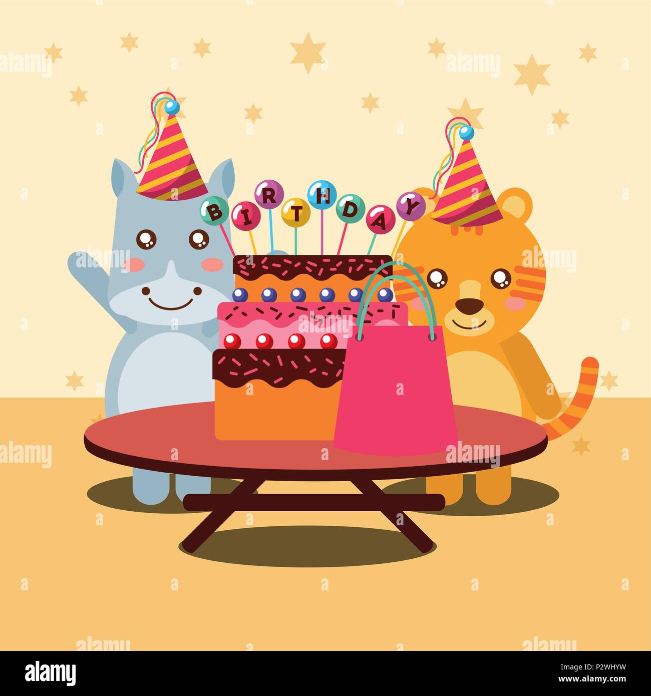 cute animal happy birthday Stock Vector Image & Art - Alamy