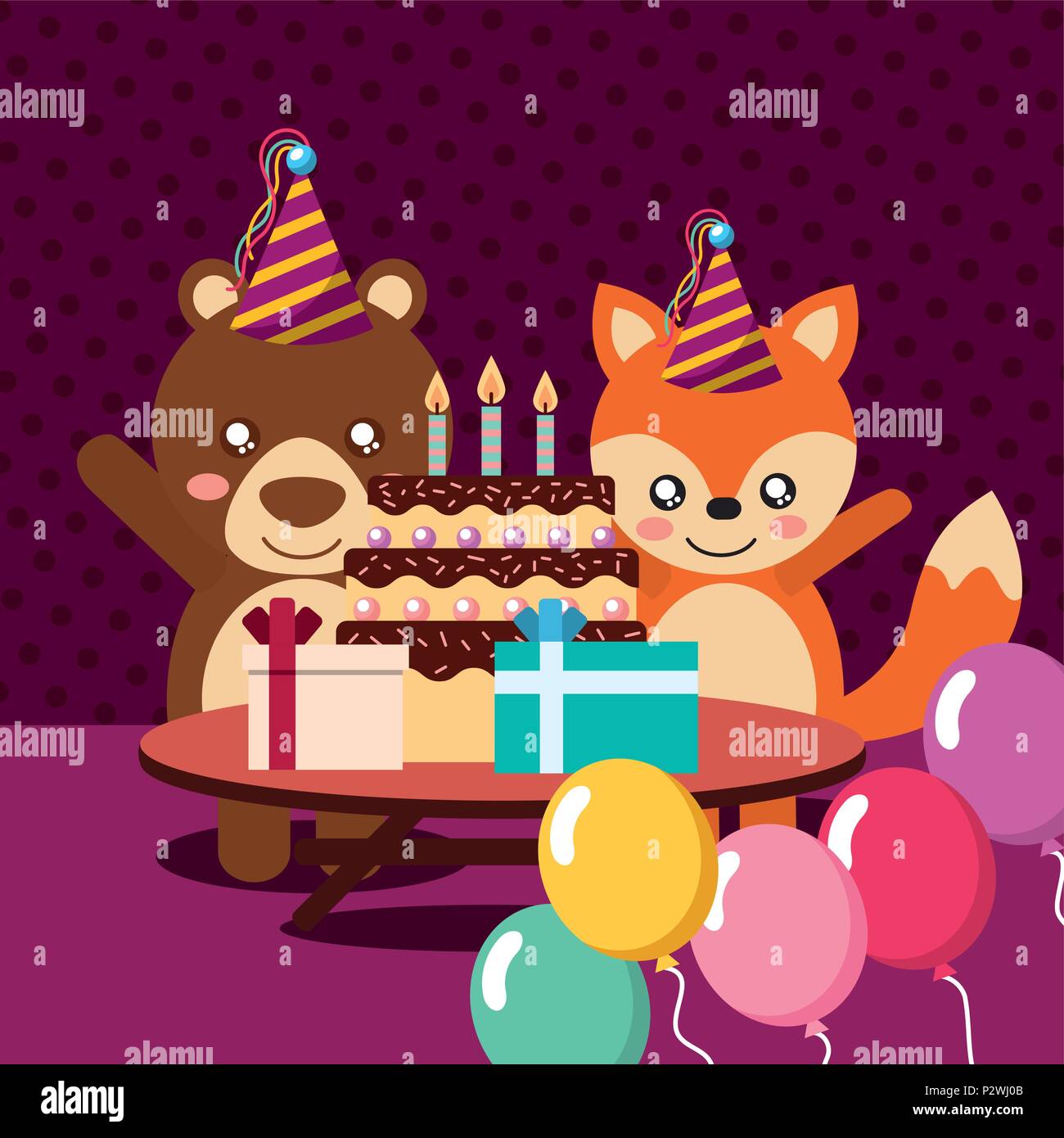 cute animal happy birthday Stock Vector Image & Art - Alamy