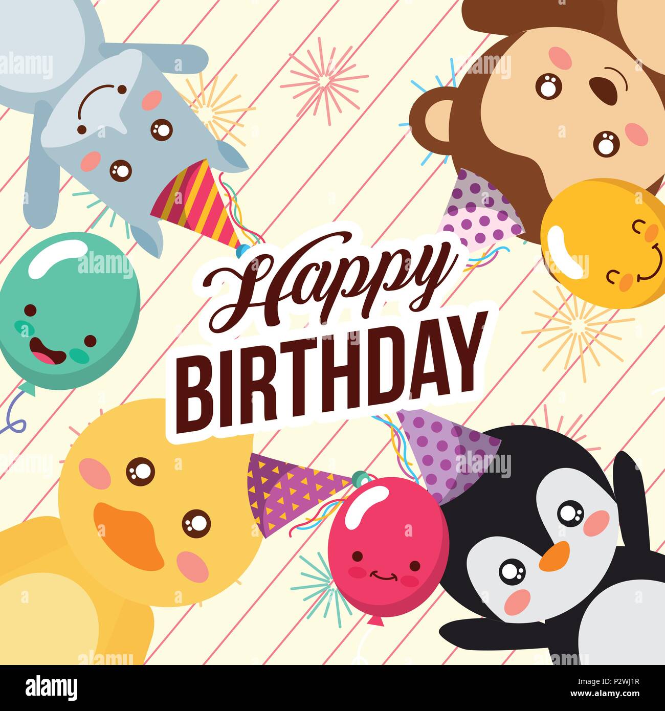 cute animal happy birthday Stock Vector Image & Art - Alamy