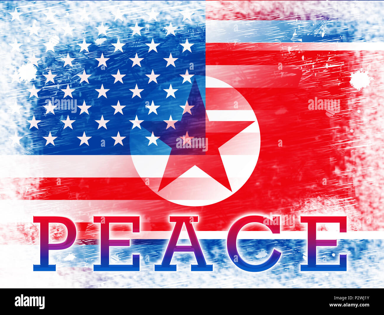 American North Korea Peace Freedom Flag 3d Illustration. Peaceful ...