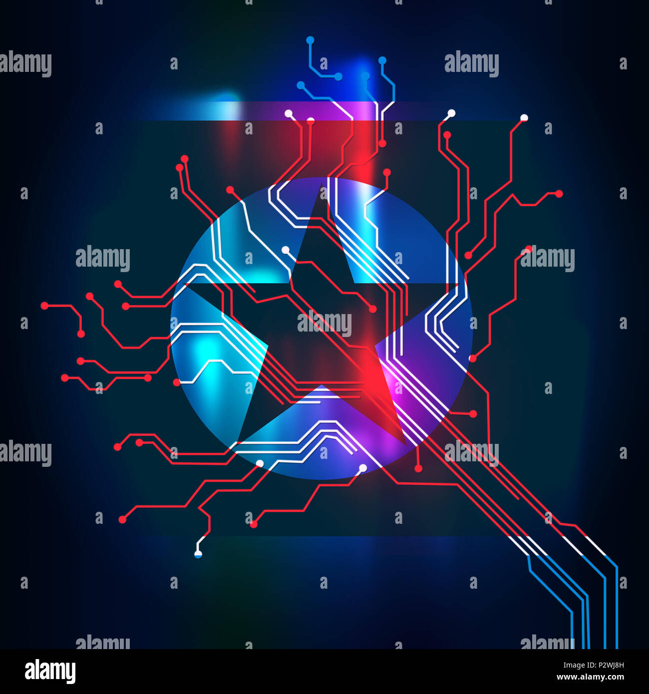 Cyber Attack By North Korean Criminal Spy 3d Illustration. Shows ...