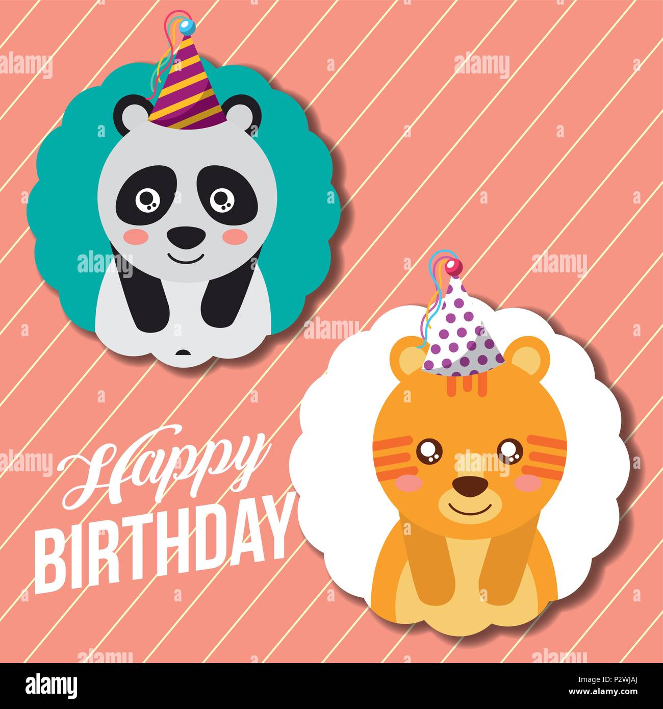 cute animal happy birthday Stock Vector Image & Art - Alamy