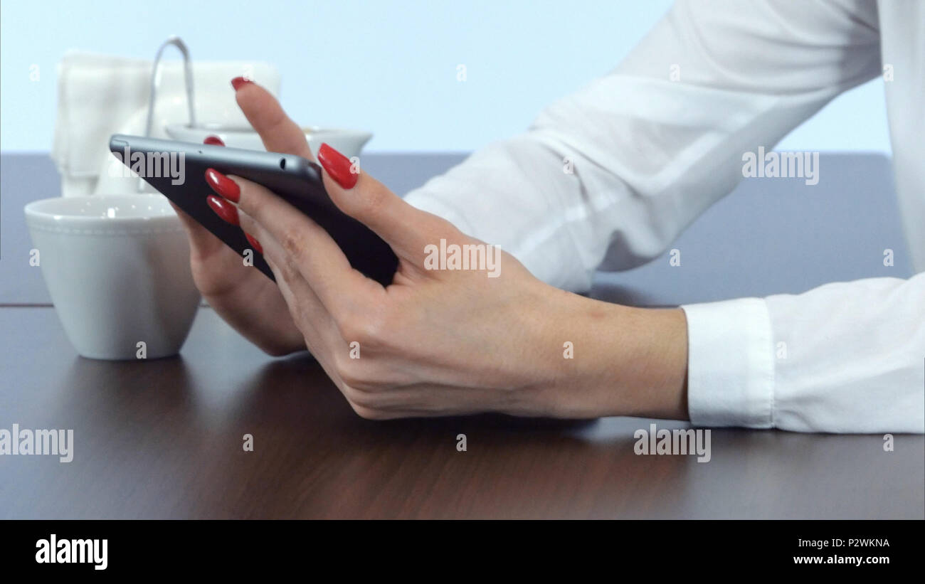 Top view female hands using hi-res stock photography and images - Alamy