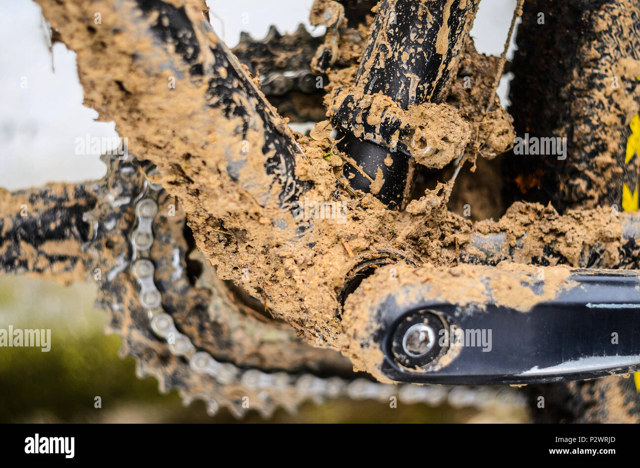Bottom Bracket Area of Dirty Mountain Bike After the Race Stock Photo ...