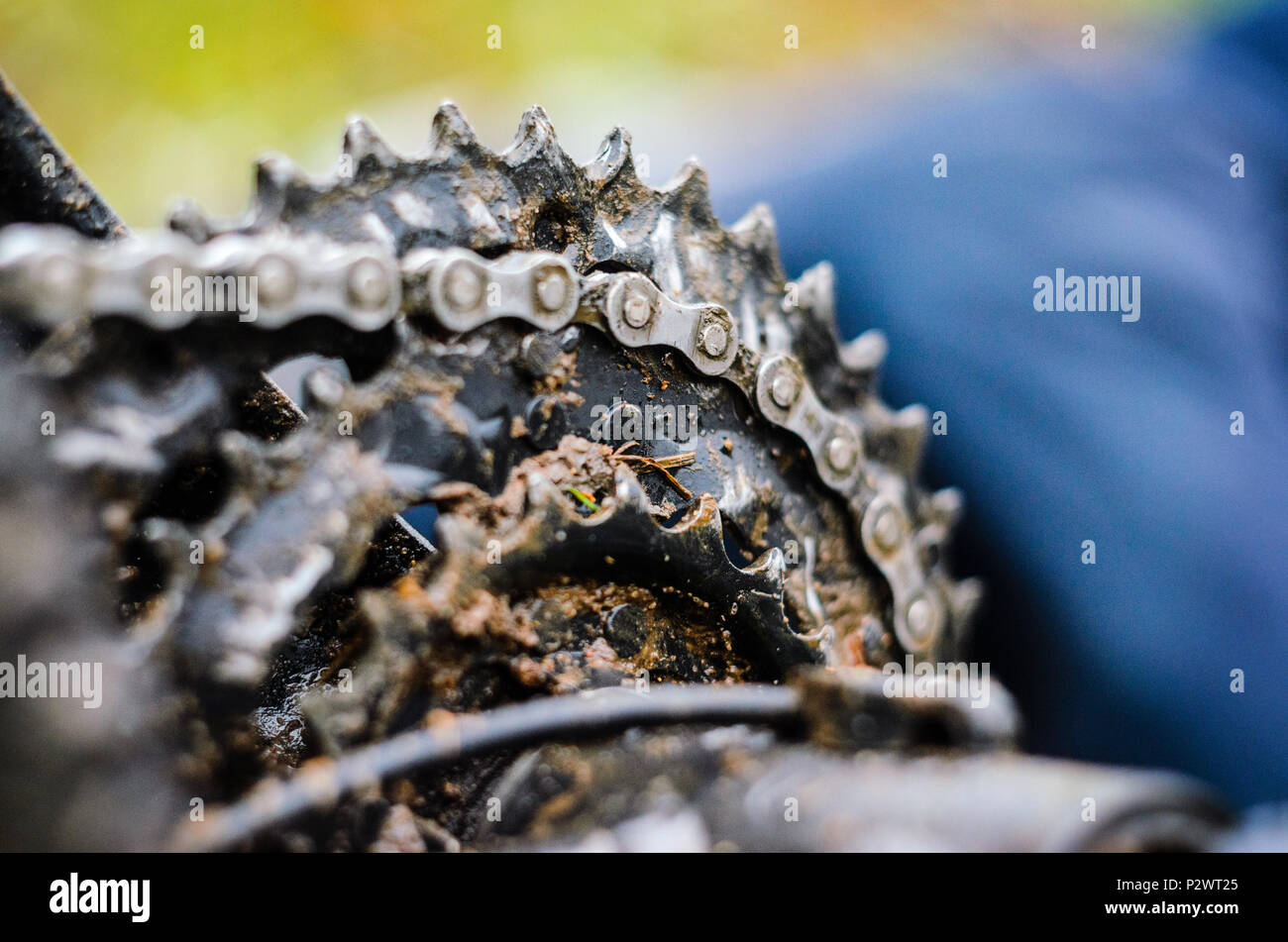 Mountain Bike Transmission in Mud. Dirty Chain Drive of Mountain Bike ...