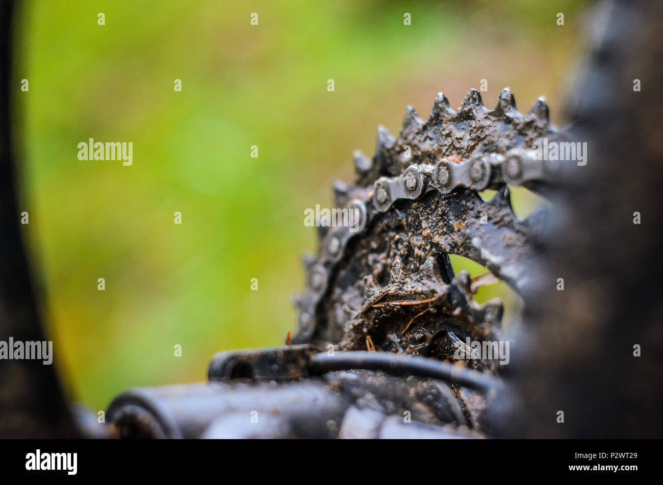 Mountain Bike Transmission in Mud. Dirty Chain Drive of Mountain Bike ...