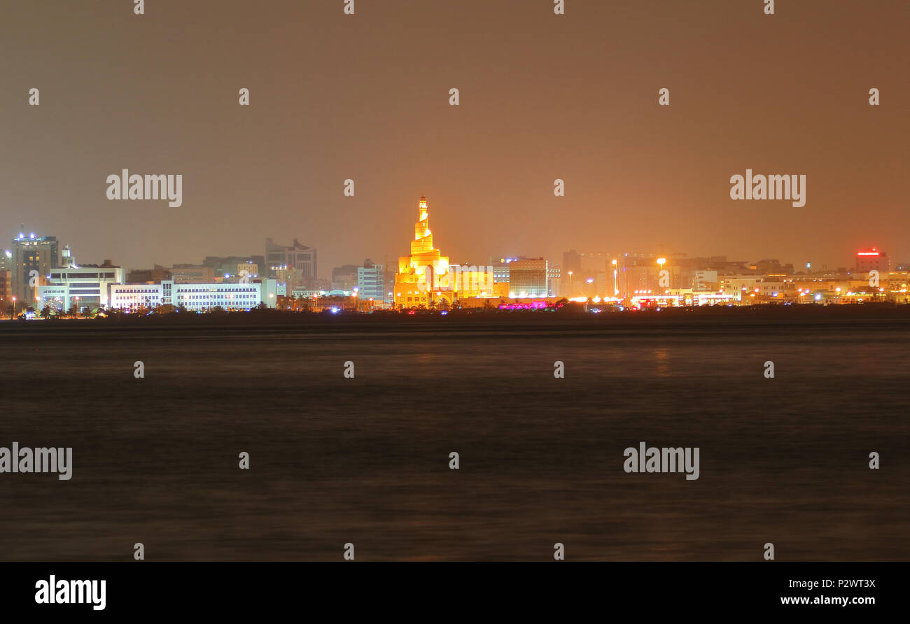 Night time view at Corniche, Doha Qatar Stock Photo - Alamy
