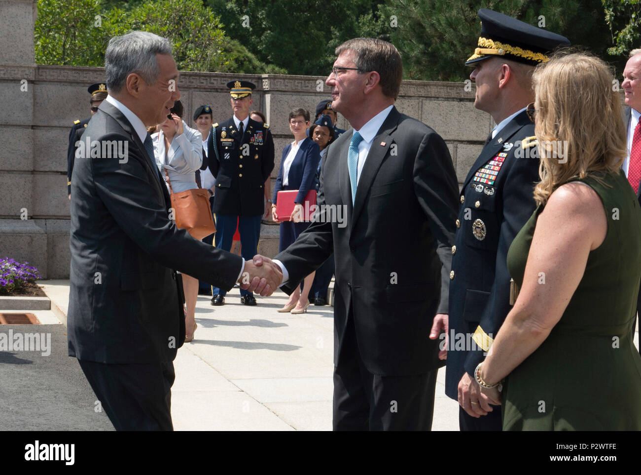 ARLINGTON, Va. (Aug. 1, 2016) Secretary of Defense Ash Carter greets ...