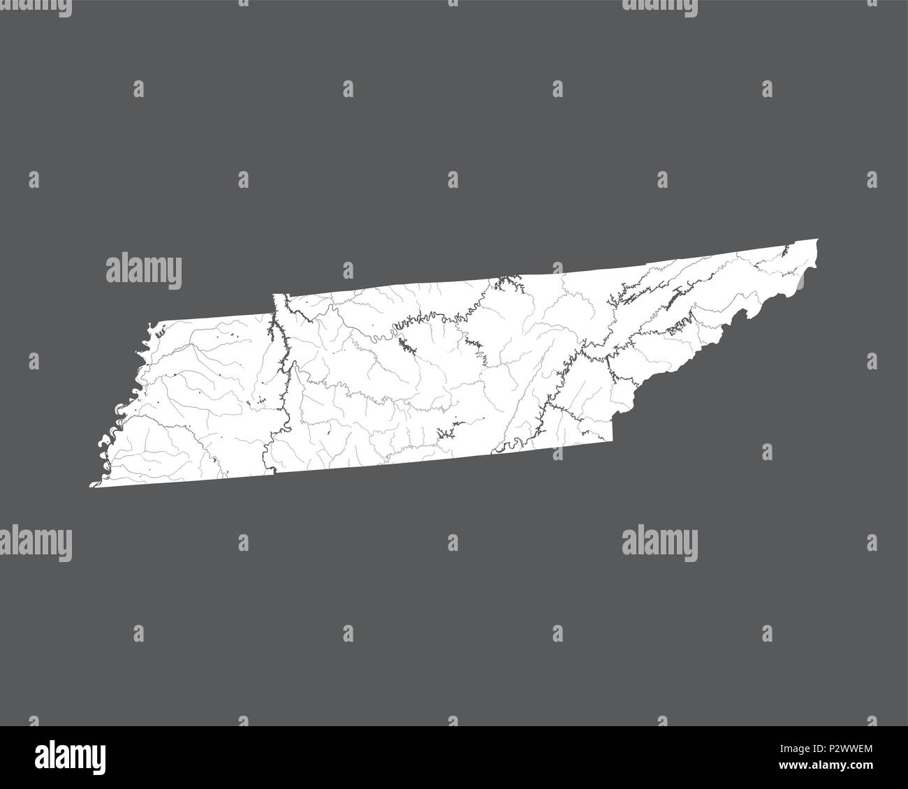 Us Rivers Blank Map Of Tennessee