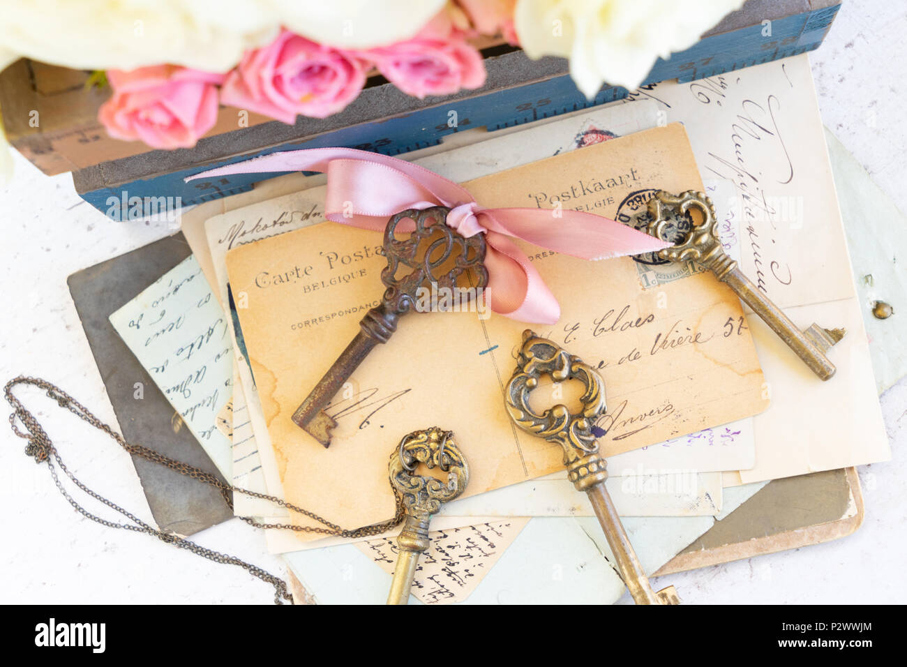 vintage letters with keys Stock Photo - Alamy