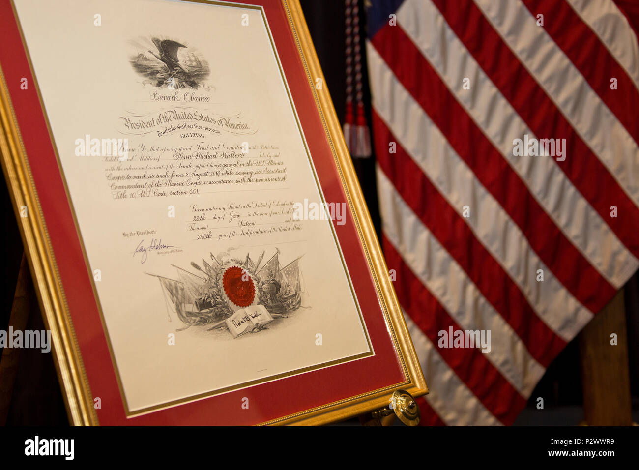 The promotion warrant for Gen. Glenn M. Walters, deputy commandant of ...
