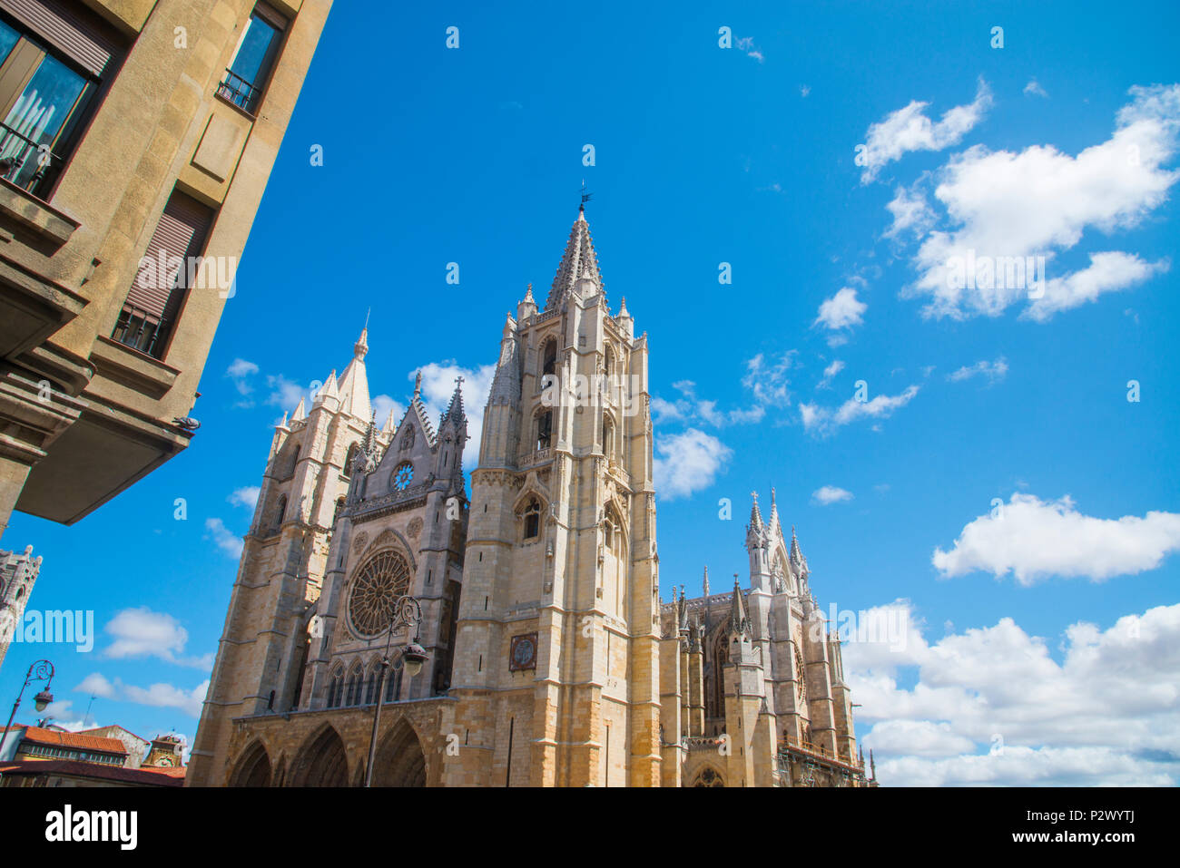 Facade of the Gothic cathedral. Leon, Spain Stock Photo - Alamy