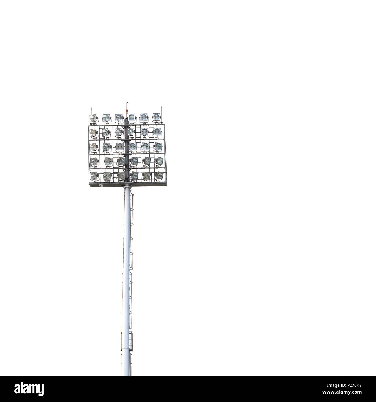 Big spotlights sky tower on white background Stock Photo - Alamy
