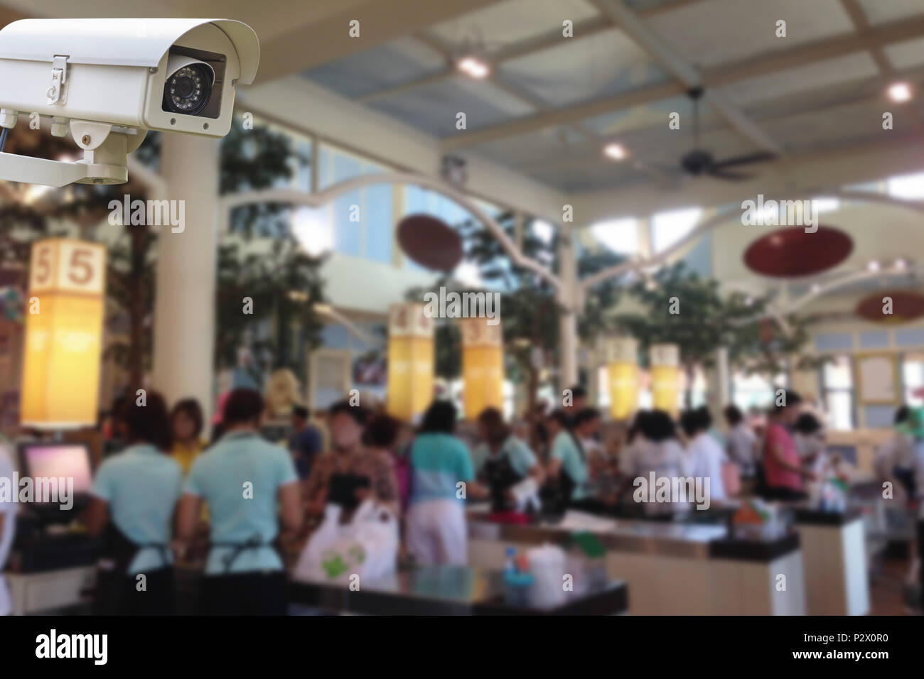 The CCTV Security Camera operating in counter service cashier at ...