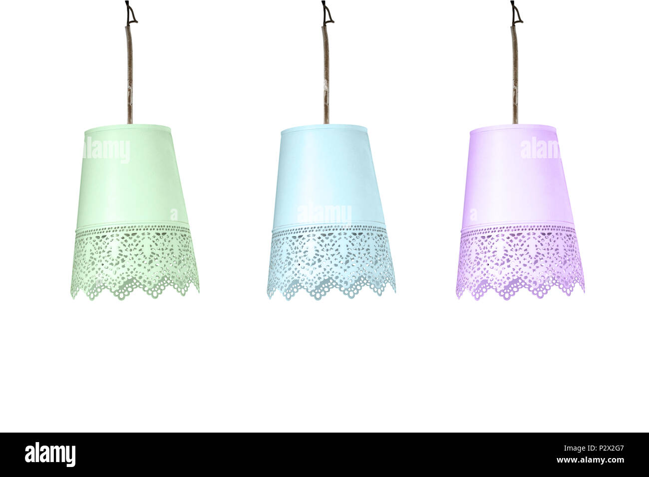 Three color vintage ceiling classic style light on white isolated ...