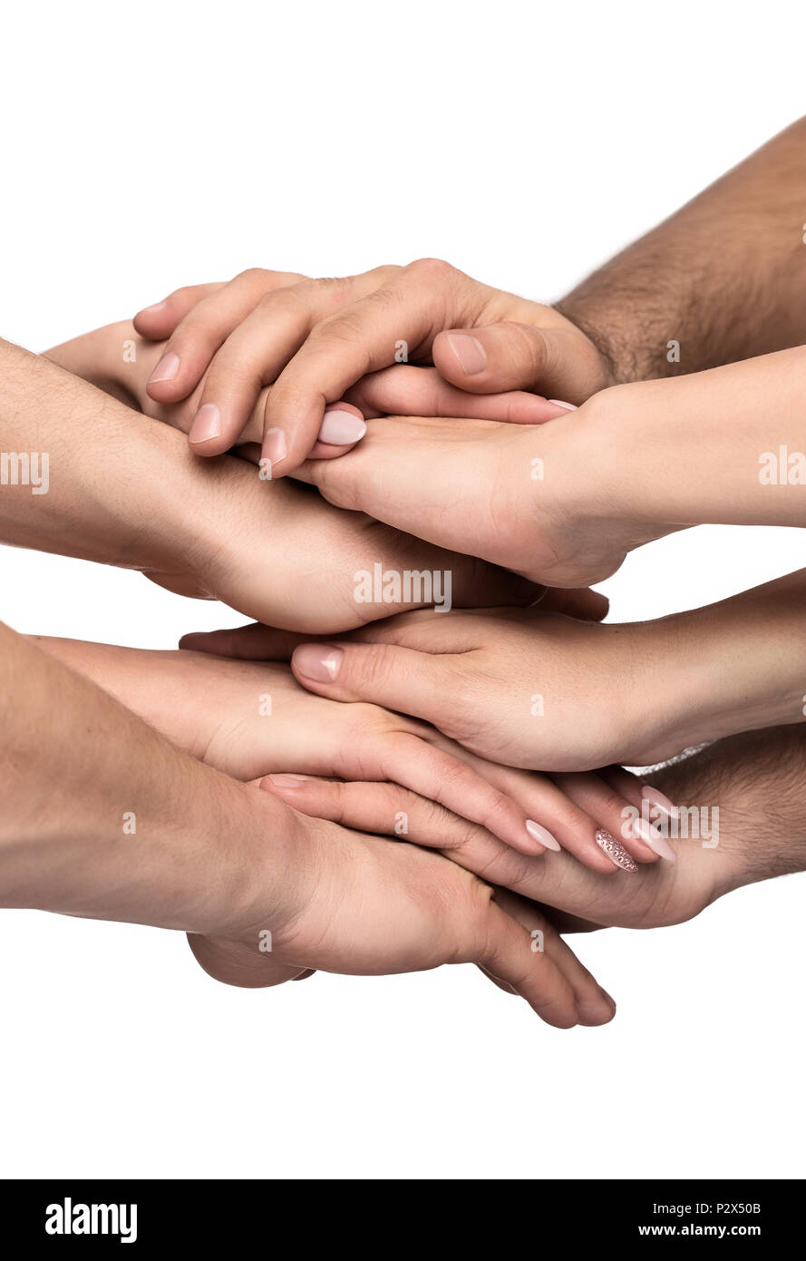 Many hands joined hi-res stock photography and images - Alamy