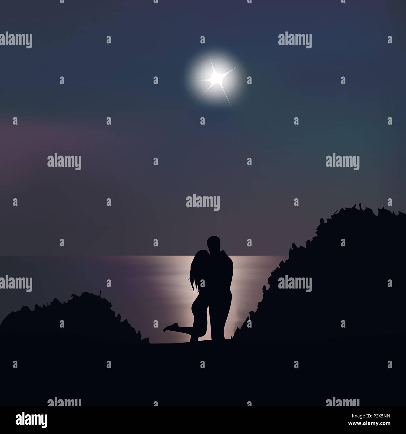 Romantic girl night Stock Vector Images - Alamy