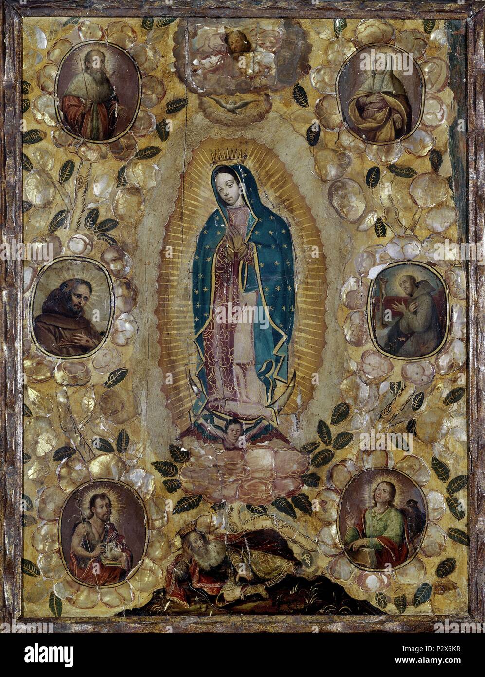 VIRGEN DE GUADALUPE Y SANTOS - ENCONCHADO REALIZADO EN 1697. Author ...