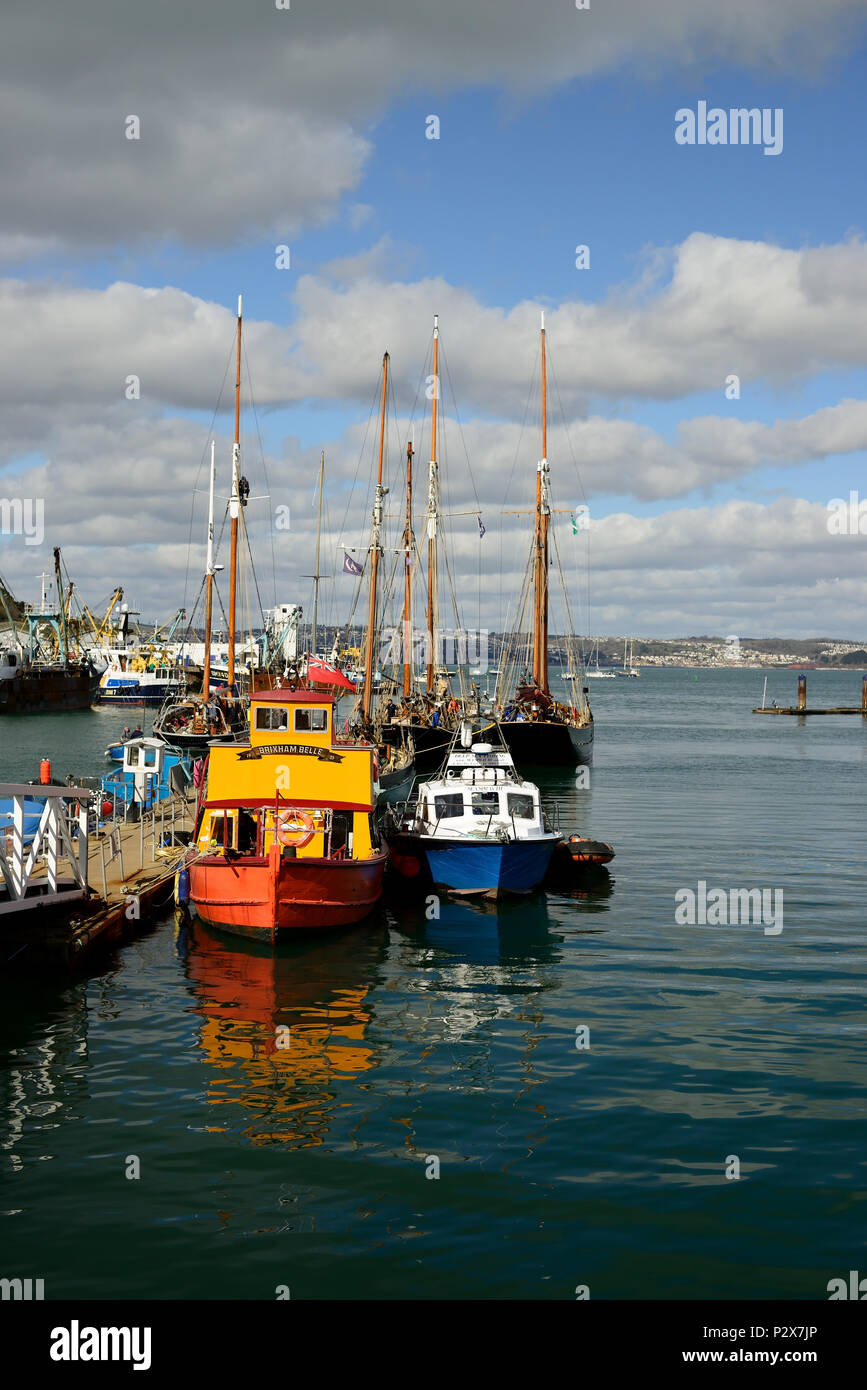 Boats in Brixham harbour Stock Photo - Alamy