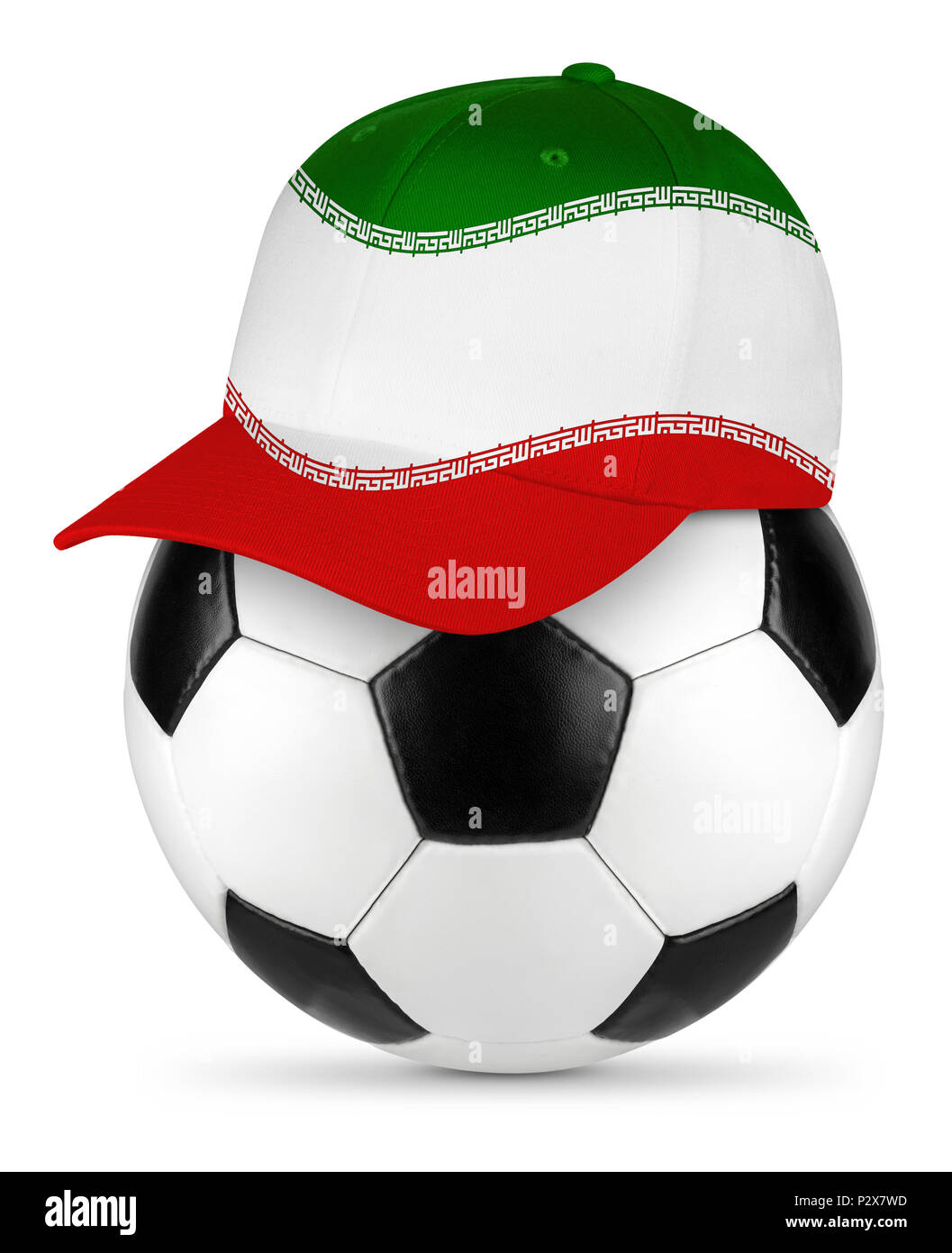 Classic black white leather soccer ball with iran Iranian baseball fans ...