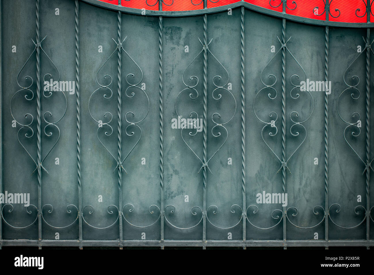 wrought-iron gates, ornamental forging, forged elements close-up Stock ...