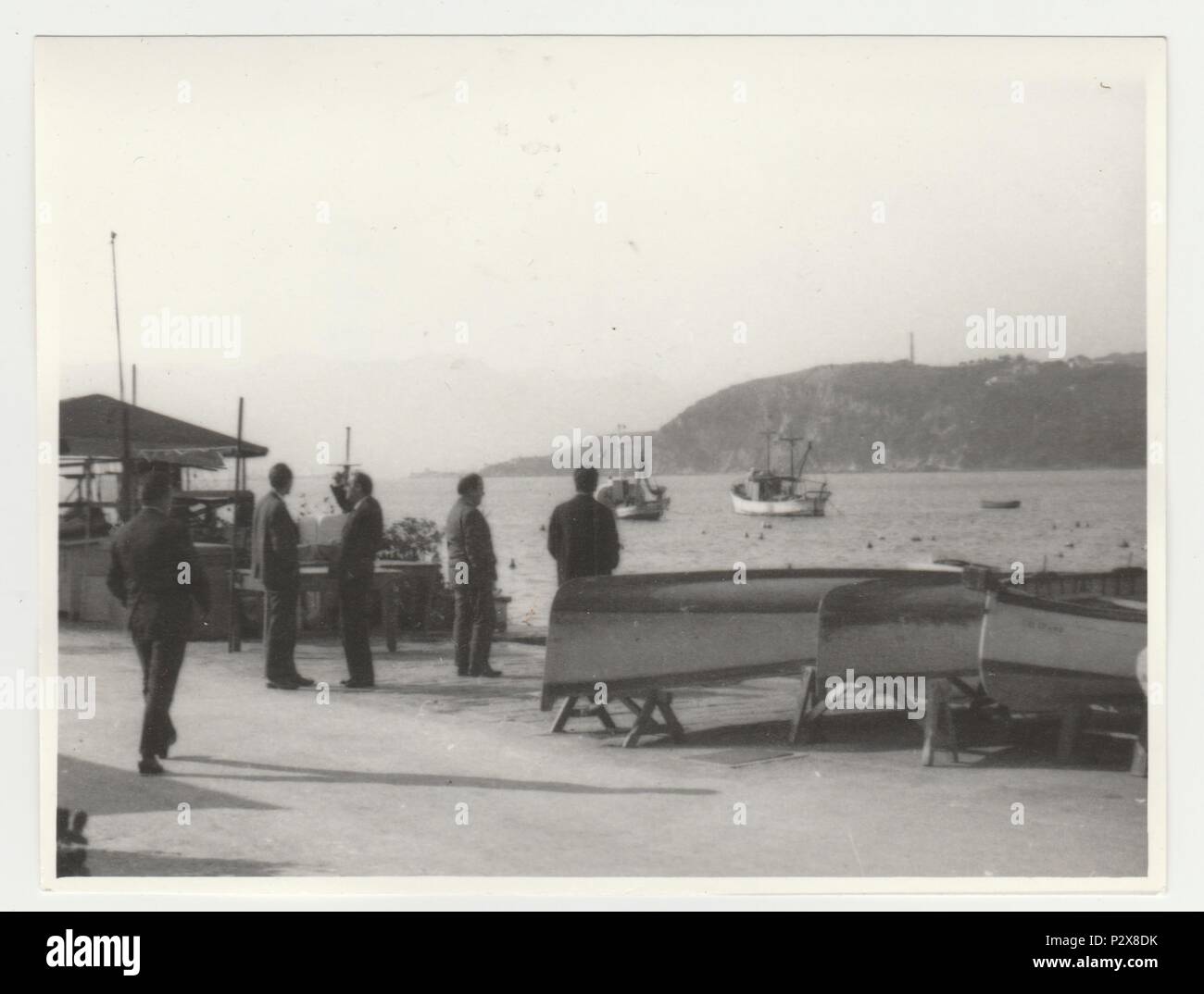 ITALY - CIRCA 1970s: Vintage photo shows the Italian riviera. Retro ...