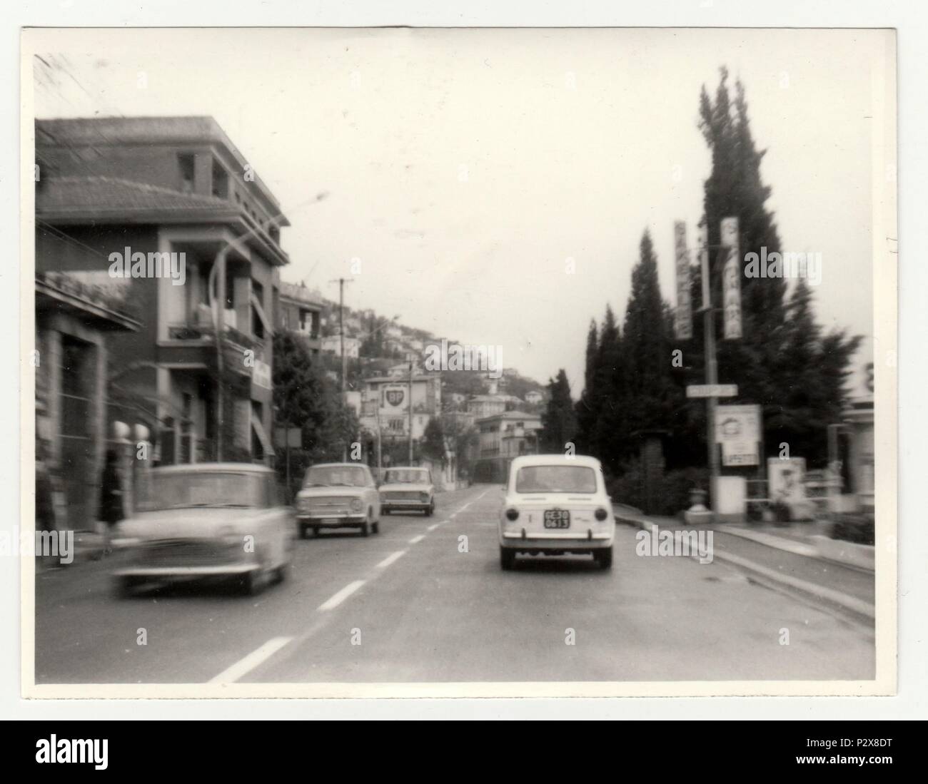 ITALY - CIRCA 1970s: Vintage photo shows the Italian riviera. Retro ...