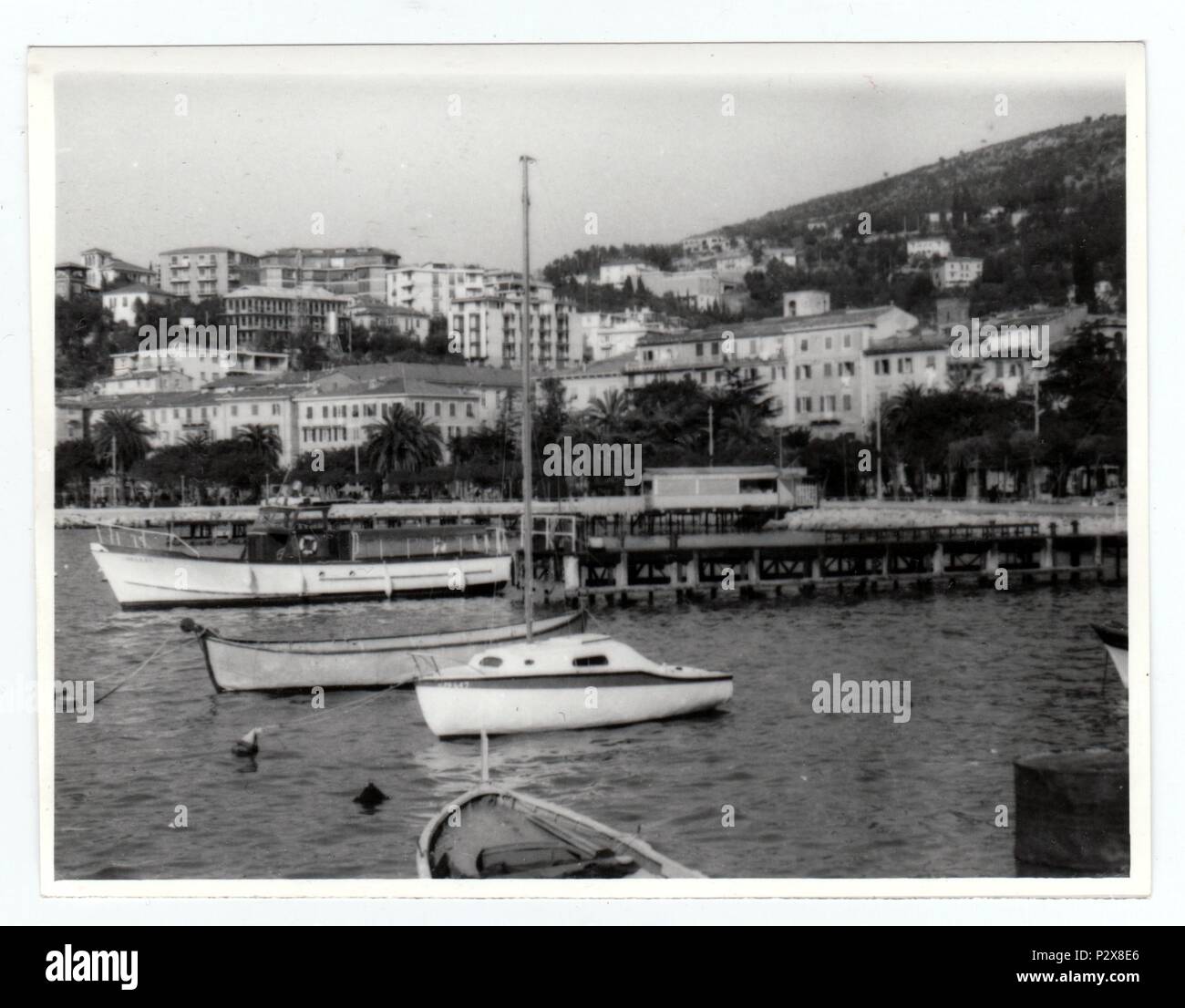 ITALY - CIRCA 1970s: Vintage photo shows the Italian town. Retro black ...