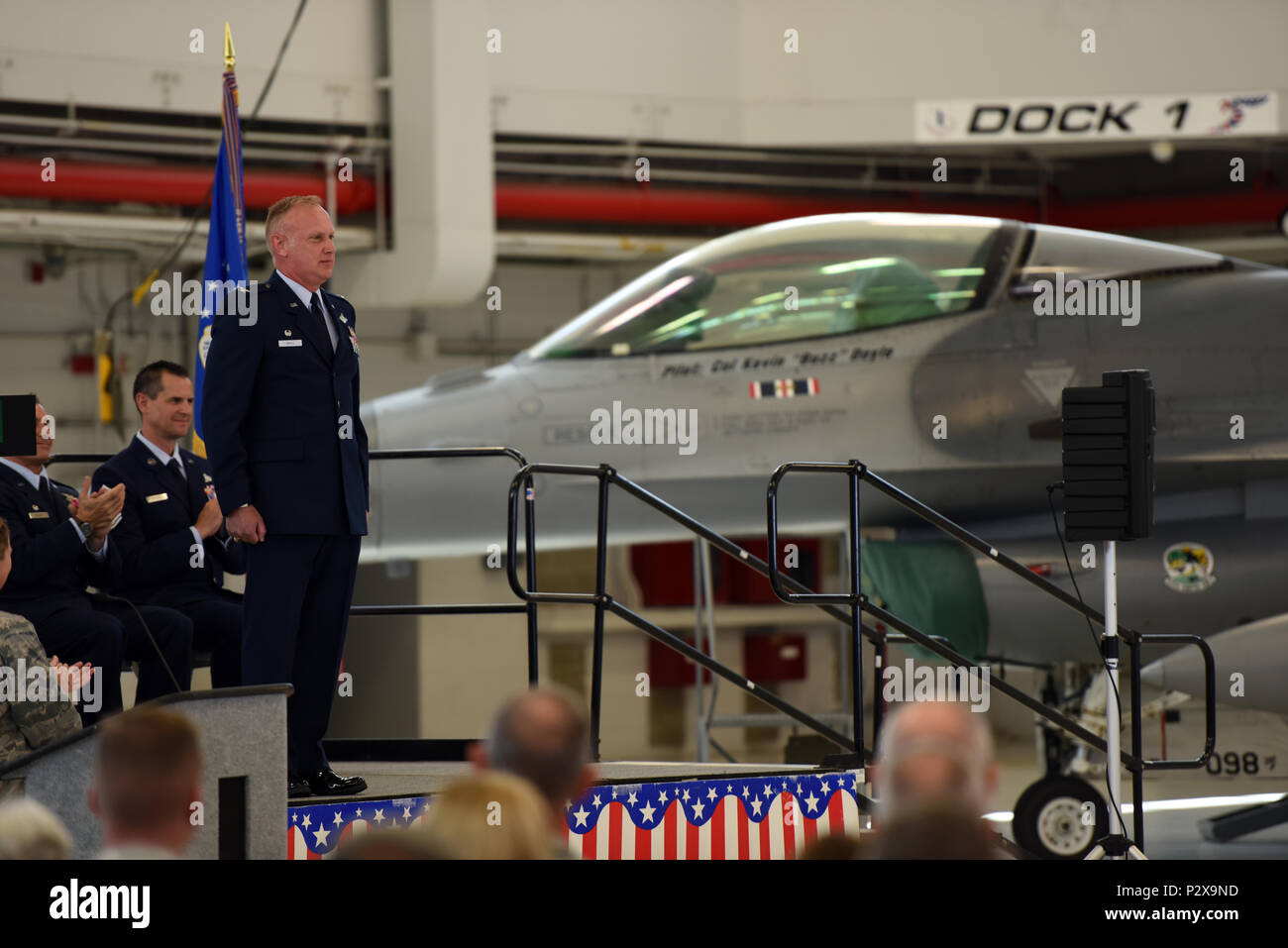 Col. Kevin V. Doyle, commander of the 180th Fighter Wing, speaks to ...