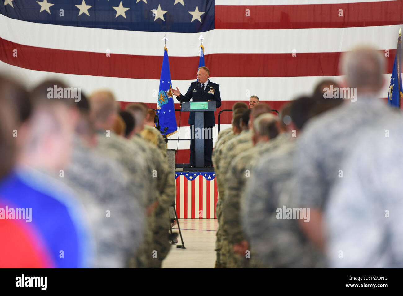 Col. Kevin V. Doyle, commander of the 180th Fighter Wing, speaks to ...