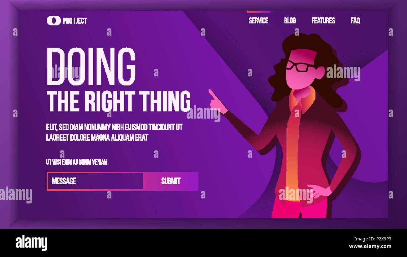 Doing The Right Thing Landing Page Concept Vector. Woman. Creative Idea ...