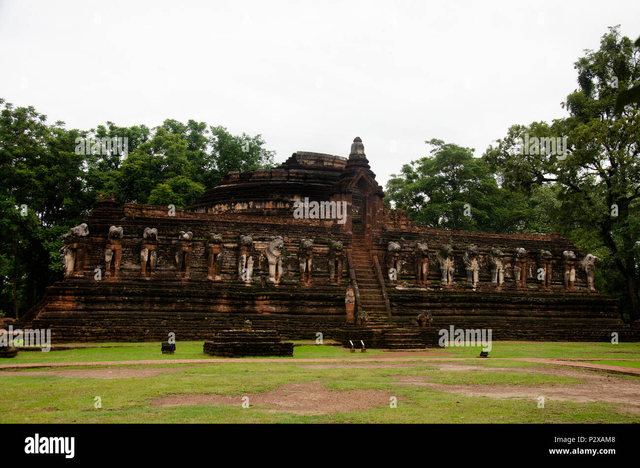 View landscape Wat Chang Rop or Wat Chang Rob in ancient building and ...