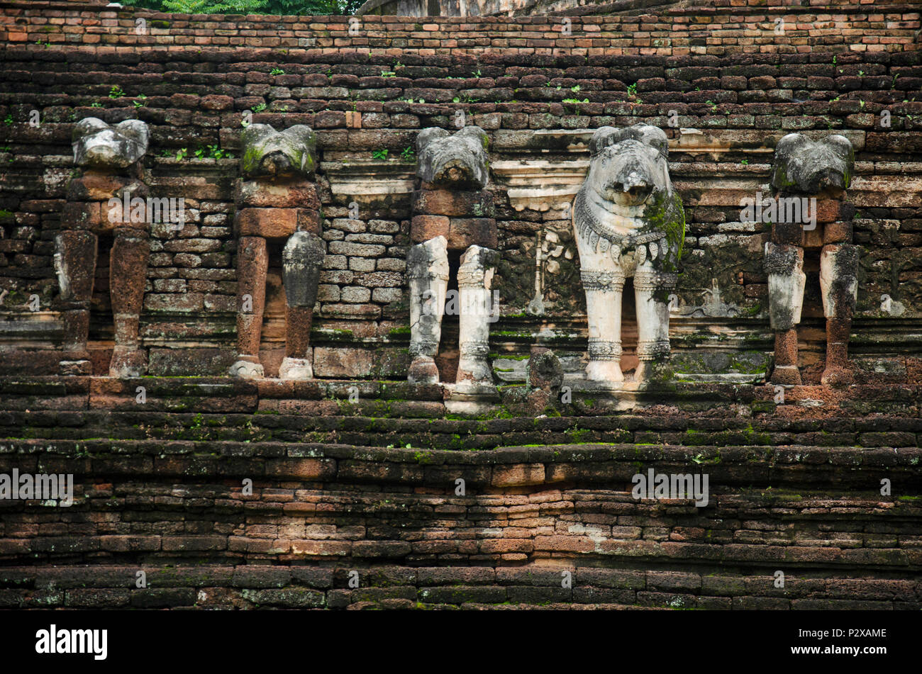 View landscape Wat Chang Rop or Wat Chang Rob in ancient building and ...
