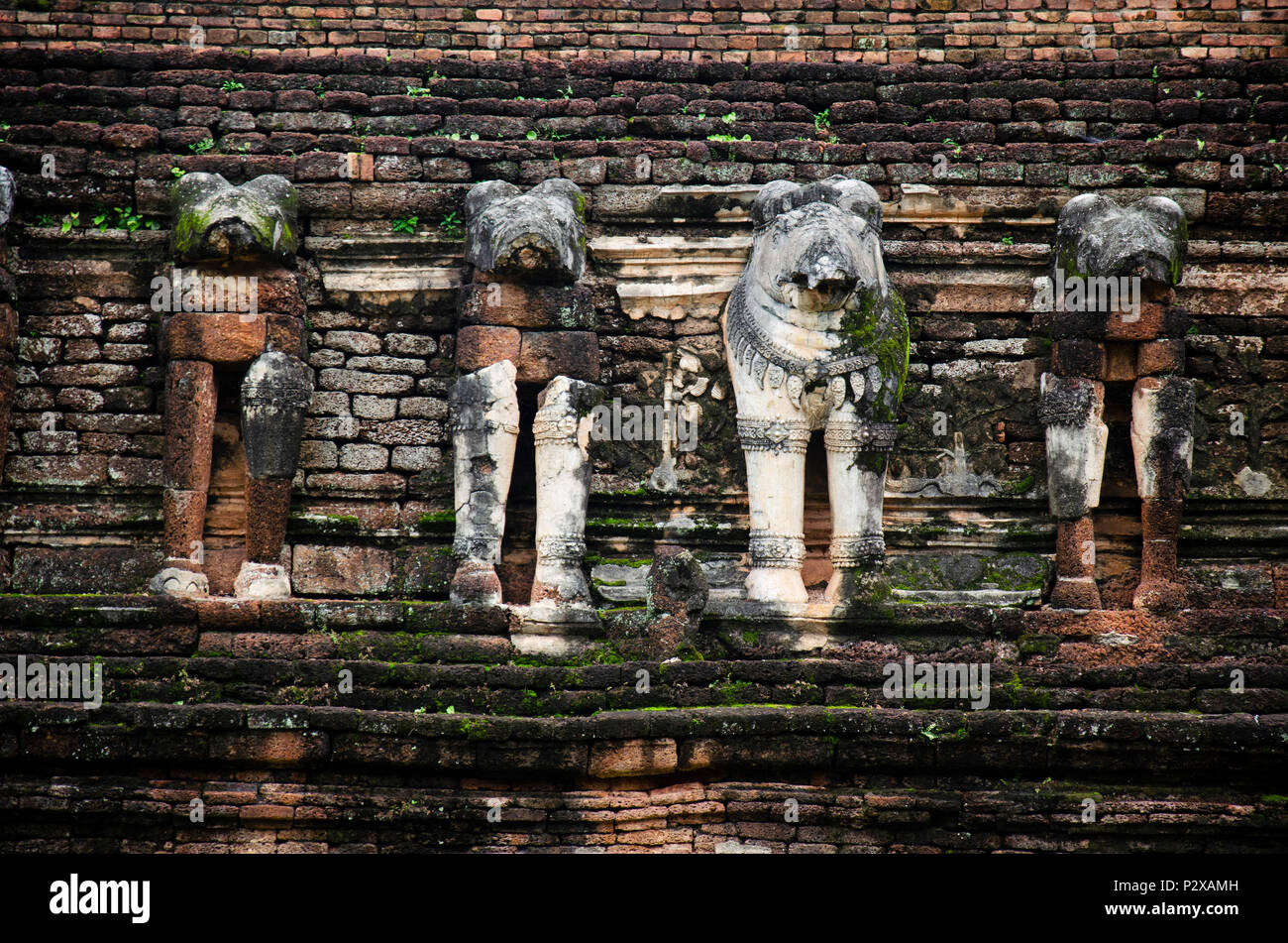 View landscape Wat Chang Rop or Wat Chang Rob in ancient building and ...
