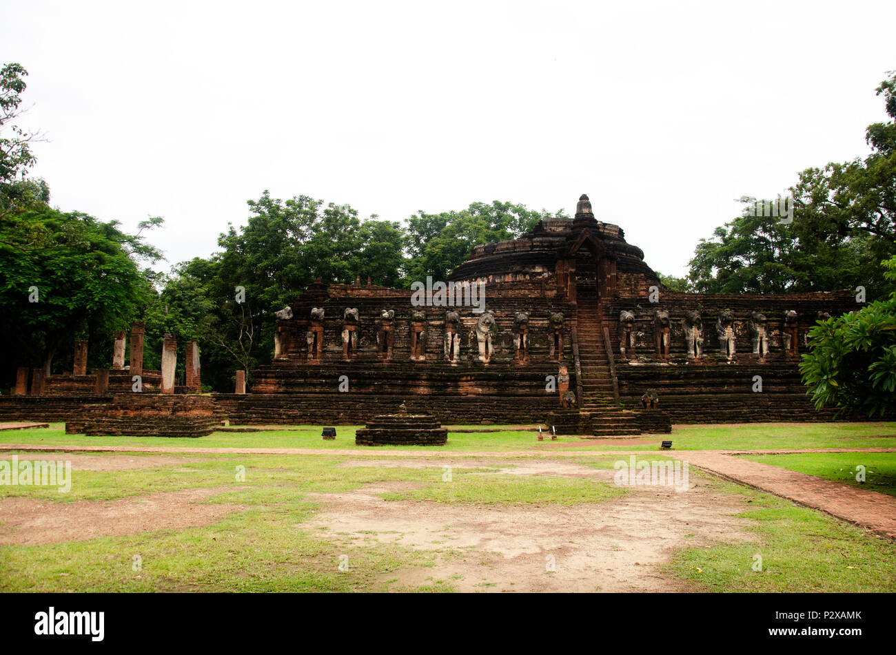View landscape Wat Chang Rop or Wat Chang Rob in ancient building and ...