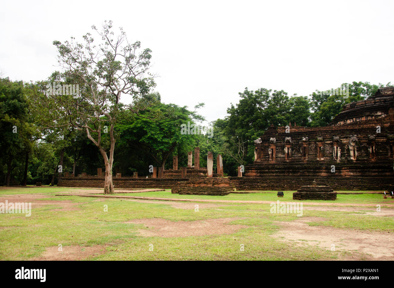 View landscape Wat Chang Rop or Wat Chang Rob in ancient building and ...