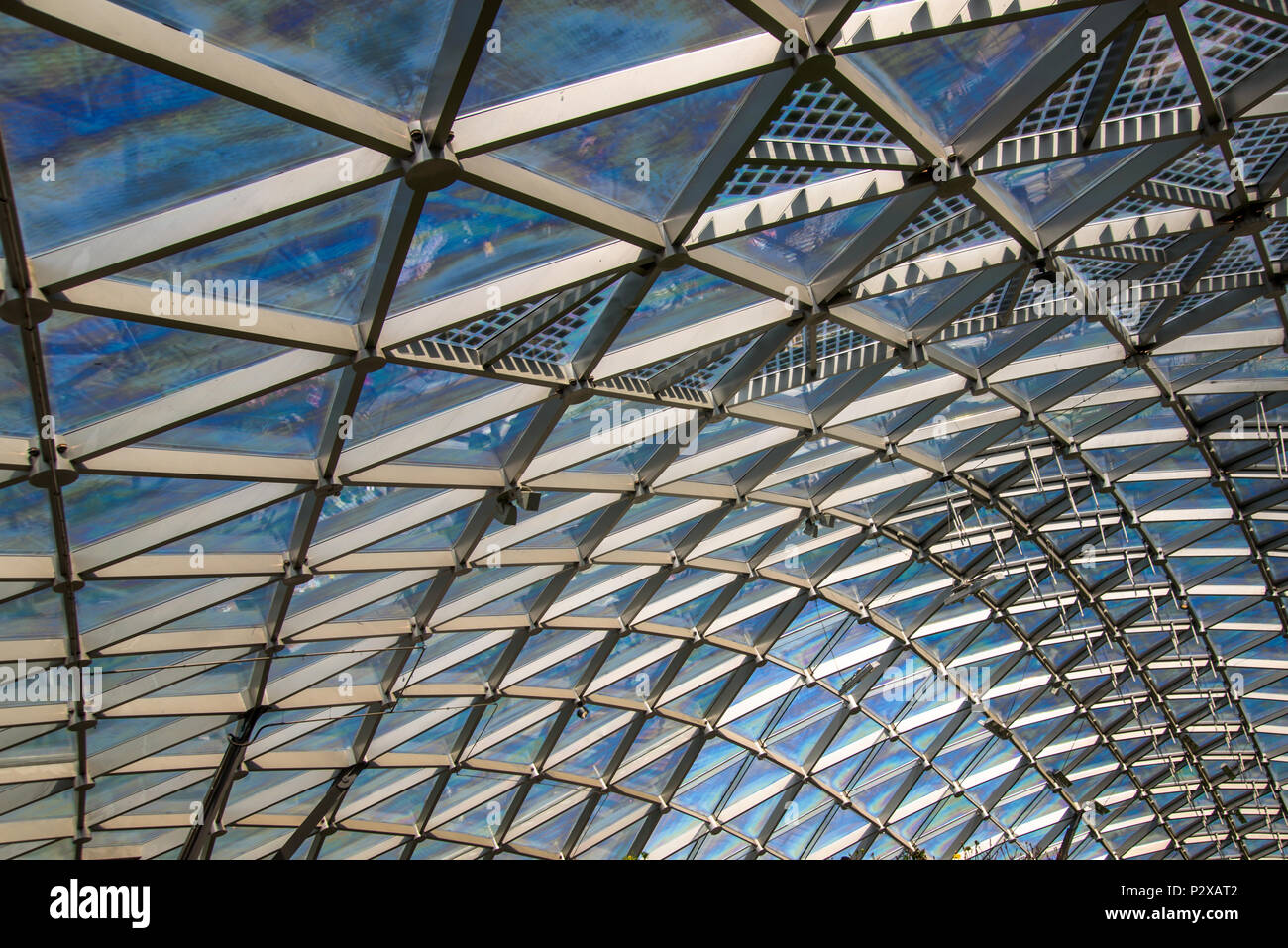 Triangular pattern of transparent glass modern roof Stock Photo - Alamy
