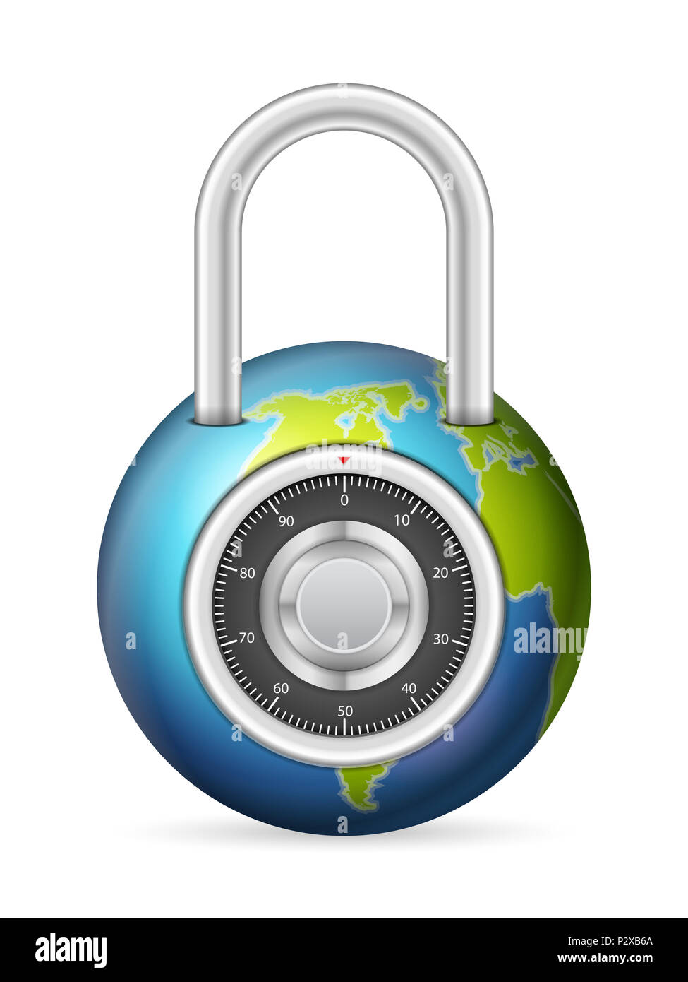 Padlock globe on a white background. Vector illustration Stock Photo ...