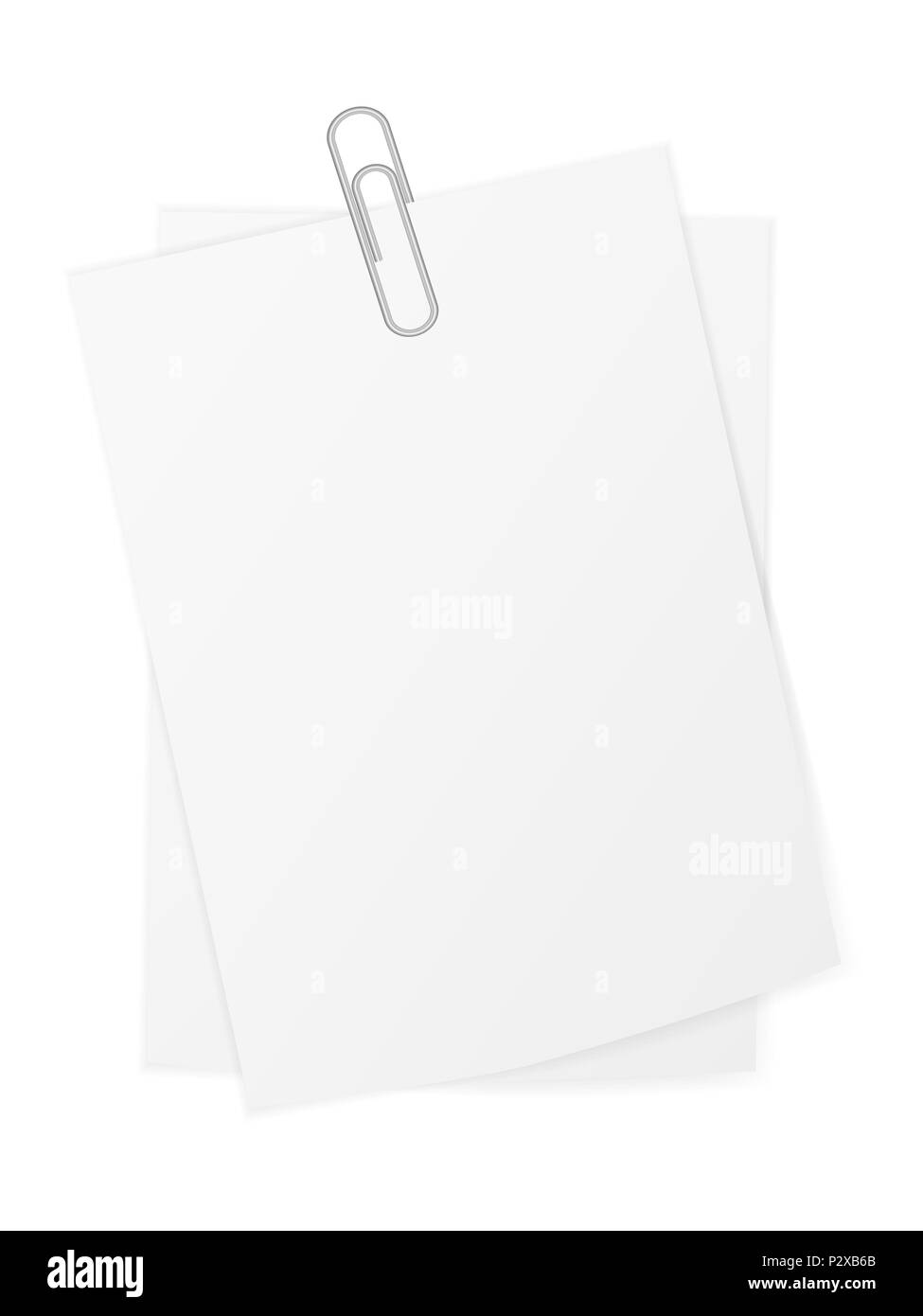 Paper sheet and paper clip on a white background Stock Photo - Alamy