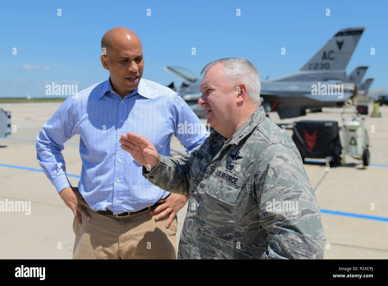 U.S. Sen. Cory Booker and the Adjutant General of the New Jersey National Guard, Brig. Gen ...