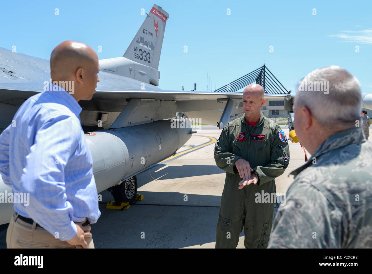 U.S. Sen. Cory Booker, left, and U.S. Air Force Brig. Gen. Michael L. Cunniff, the Adjutant ...