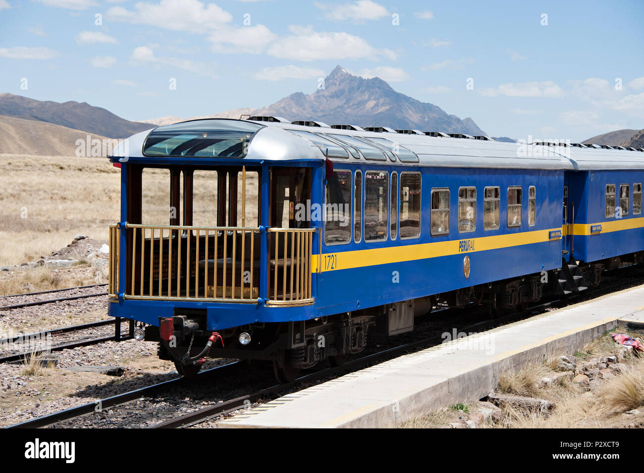 Train stop at La Raya a high altitude village on the journey from Cusco ...