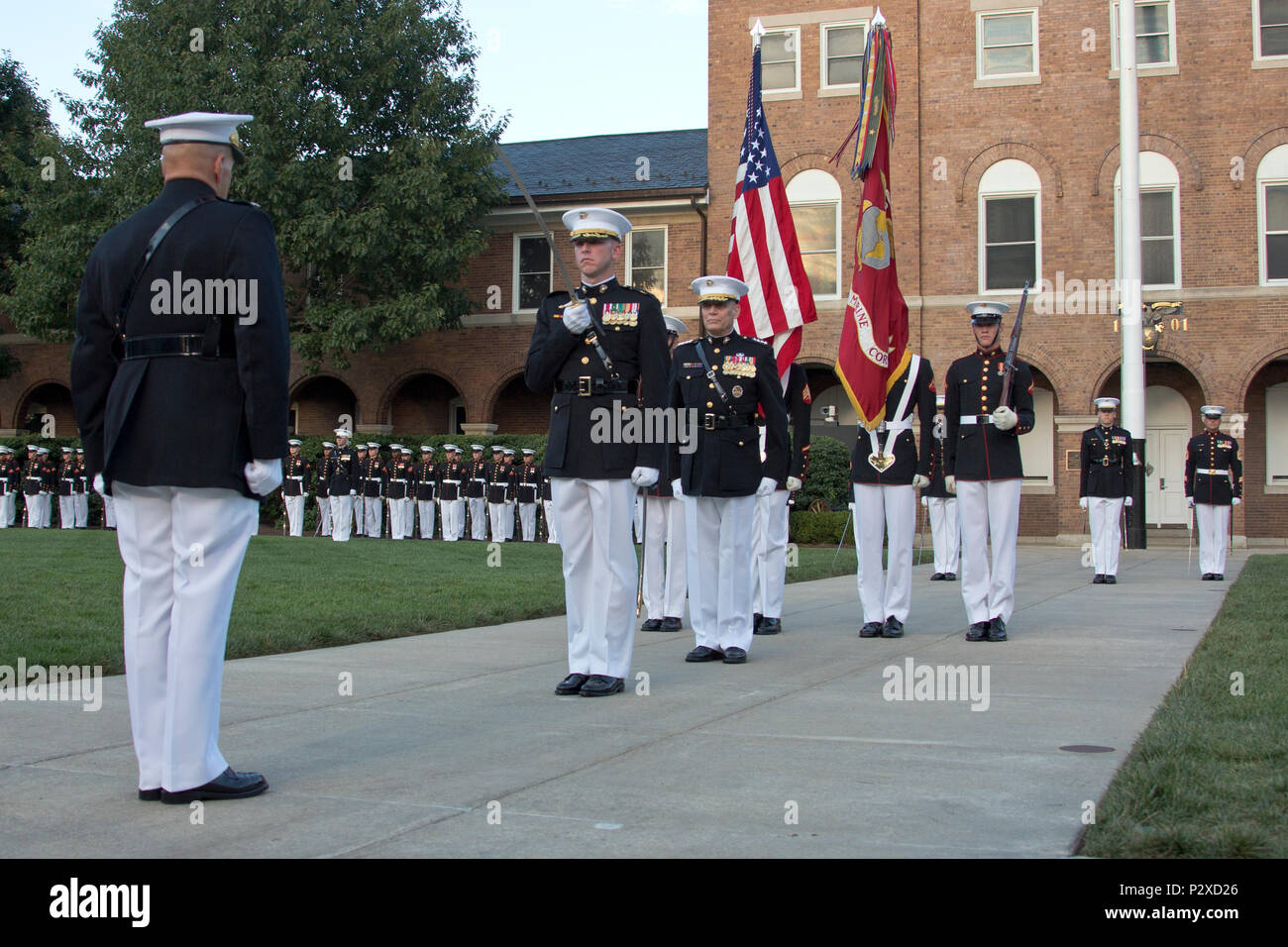 U.S. Marine Corps Maj. Paul Steketee, adjutant, performs sword manual ...