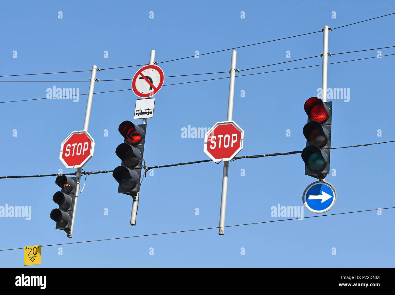 Stop signs and traffic lights Stock Photo - Alamy