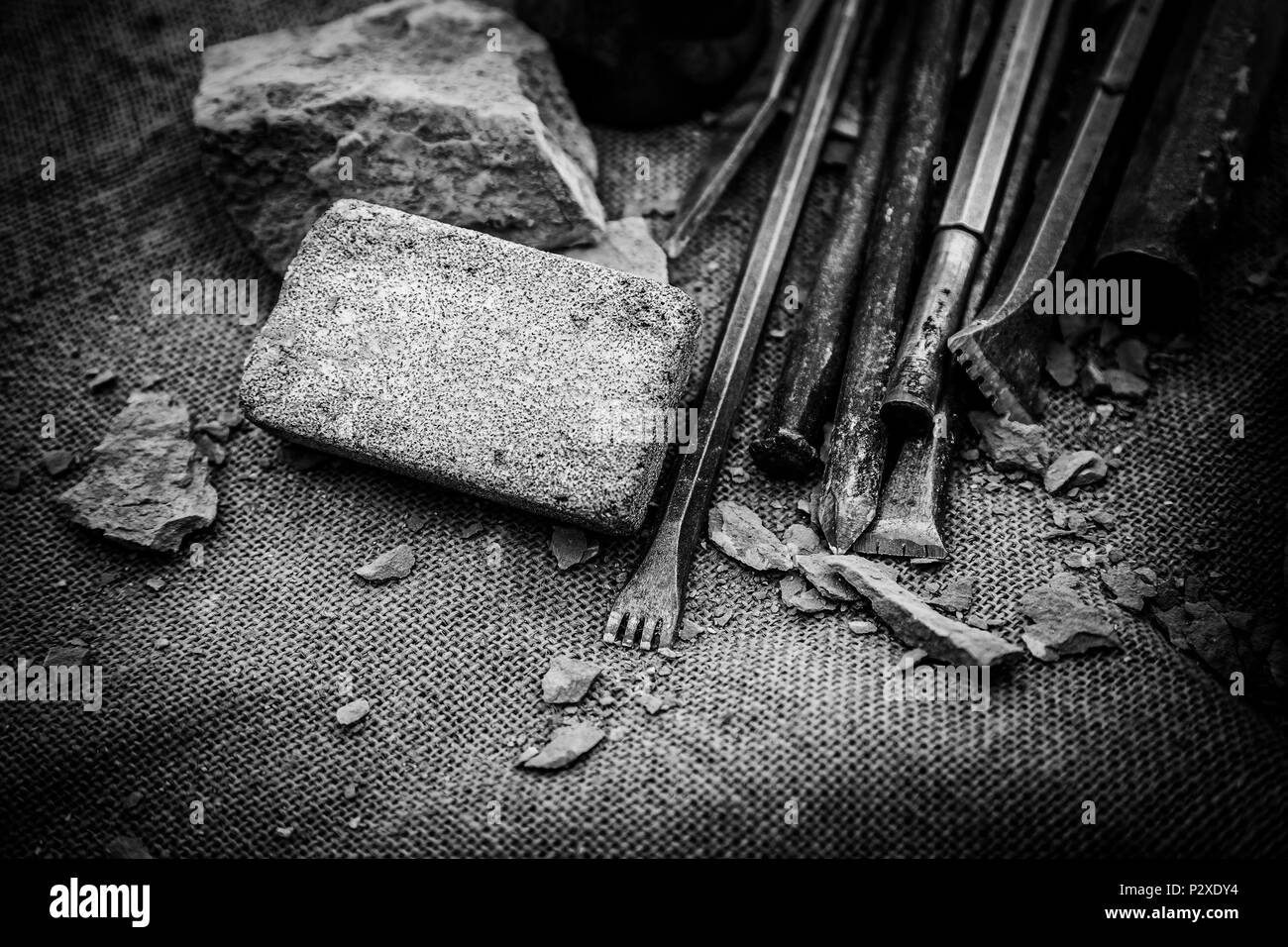 Tools for working stone, carving Stock Photo - Alamy