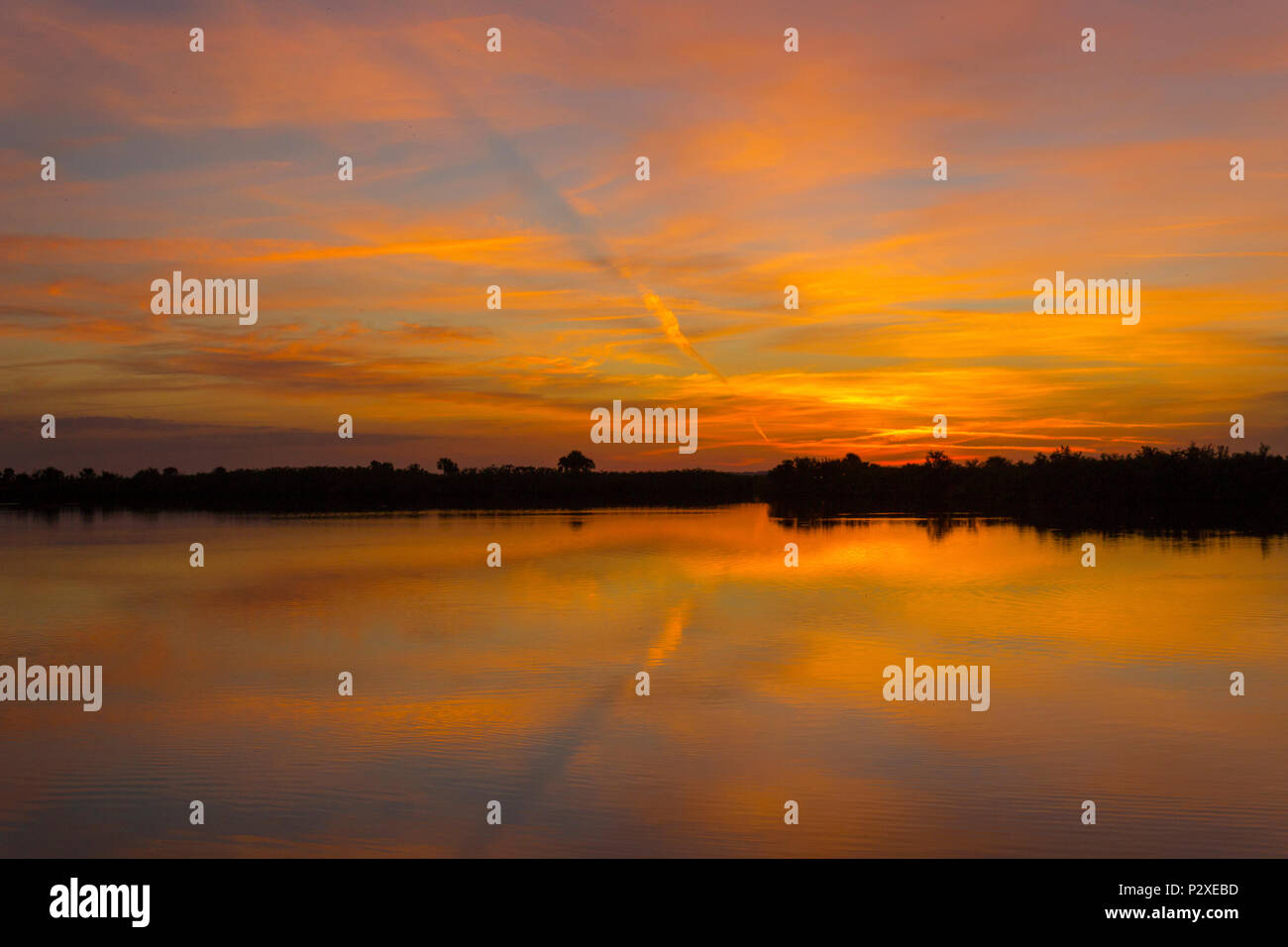 Sunset on the River Stock Photo - Alamy