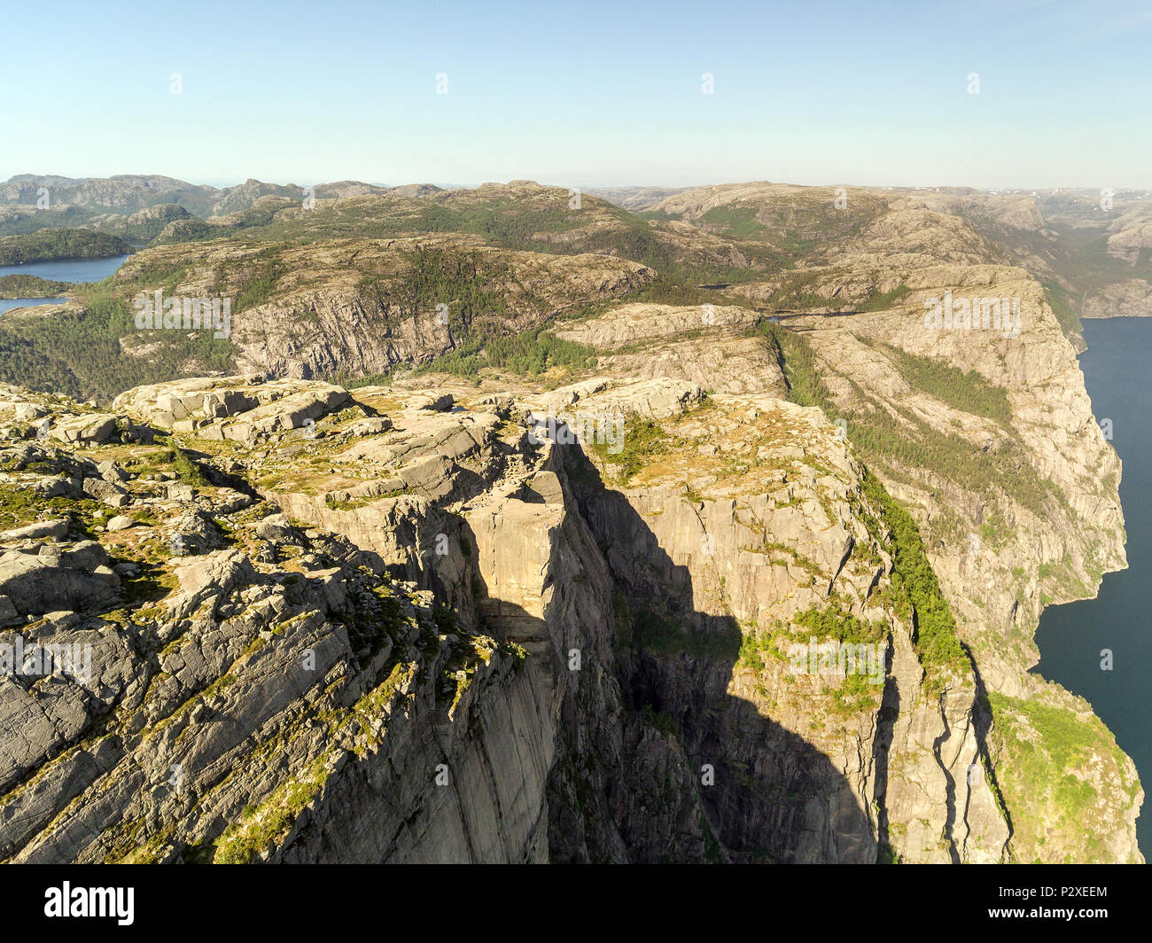 Photo of Preikestolen, Pulpit Rock at Lysefjord in Norway. Aerial view ...