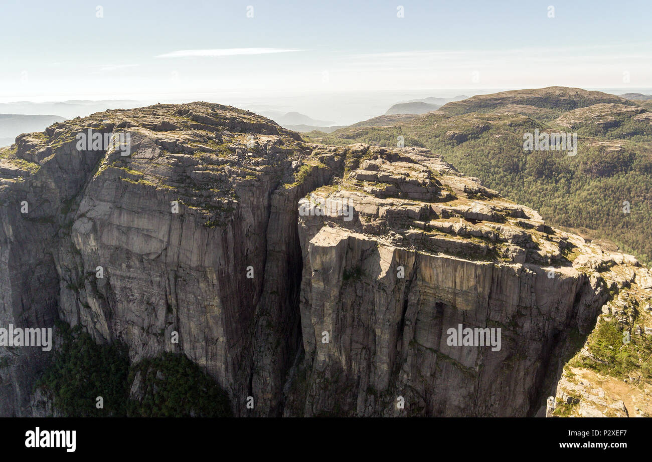 Photo of Preikestolen, Pulpit Rock at Lysefjord in Norway. Aerial view ...