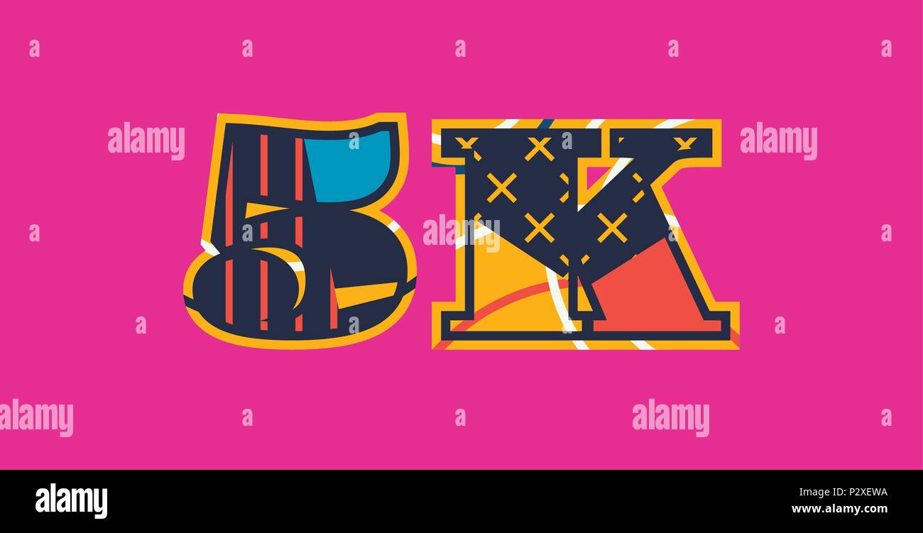 The word "5K" concept written in colorful abstract typography. Vector ...