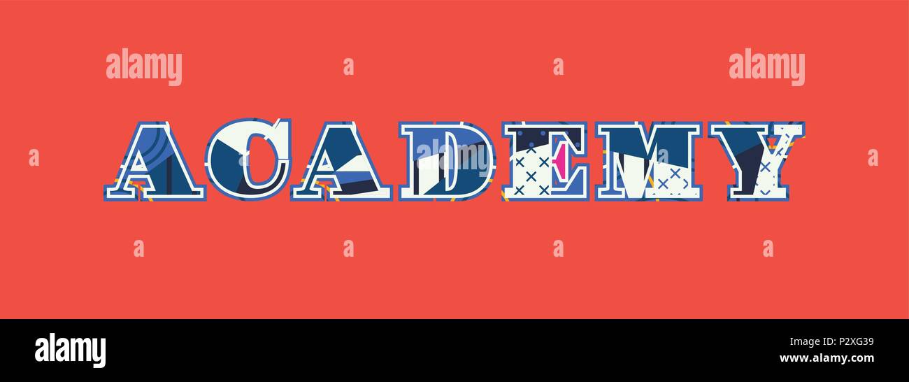 The word ACADEMY concept written in colorful abstract typography ...